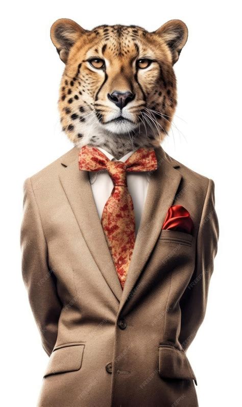 Premium Ai Image Cheetah Dressed In A Suit Like A Businessman