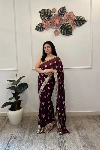 Wine Georgette Sari At ₹ 235000 Printed Georgette Saree Id 2851997203788