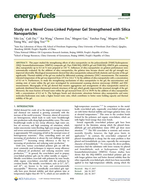 Pdf Study On A Novel Cross Linked Polymer Gel Strengthened With