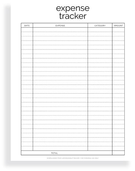Free Printable Expense Tracker Printable