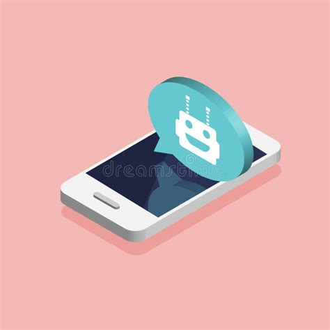 Isometric Smartphone With Robot Avatar And Chat Bot Stock Vector