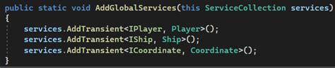 c dependency injection with container when having list as coupling