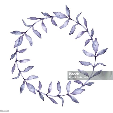 손으로 그린 수채화 그림 보라색과 식물 화 환 분기 하 고 떠난다 블루 컬렉션입니다 꽃 디자인 요소입니다 결혼식 초대장 인사말 카드 인쇄 포스터 포장에 대 한 완벽 한 0