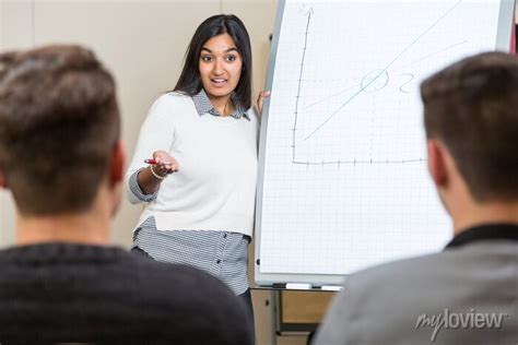 Woman At Flip Chart Giving A Lecture And Presenting A Graph Posters For The Wall • Posters Flip
