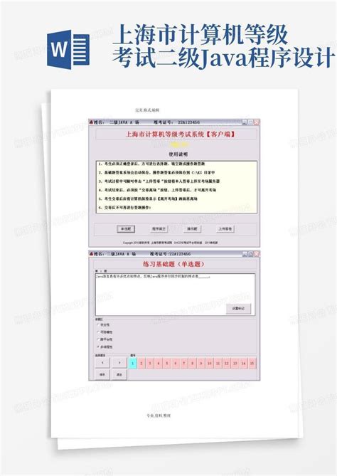 上海市计算机等级考试二级java程序设计word模板下载 编号qkyemdww 熊猫办公