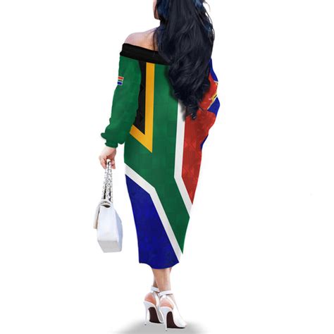 Custom South Africa Springboks Off The Shoulder Long Sleeve Dress With