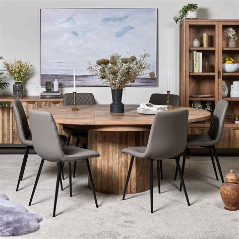 Expandable Round Dining Tables Nova 80 130cm Grey Round Swivel