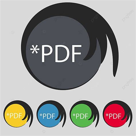Variety Of Colored Buttons With Pdf File Document Icon Pdf Download Button And Pdf File