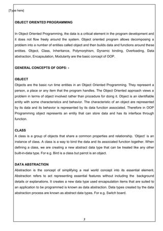 OOP Lab Manual Btech In Cse Kerala Technological University PDF