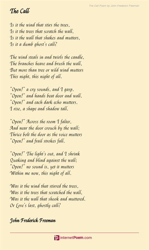 The Call Poem By John Frederick Freeman