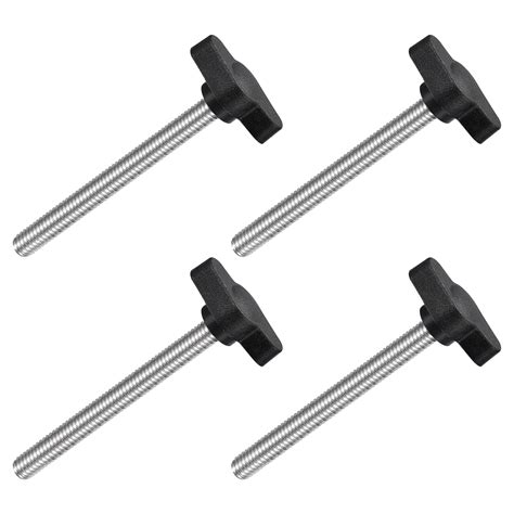 Uxcell Tee Wing Knobs Thumb Screws Clamping Screw Knob Black M6 X 60mm
