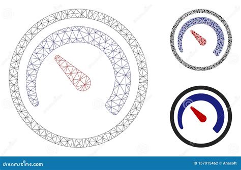 Speedometer Vector Mesh Carcass Model And Triangle Mosaic Icon Stock Vector Illustration Of
