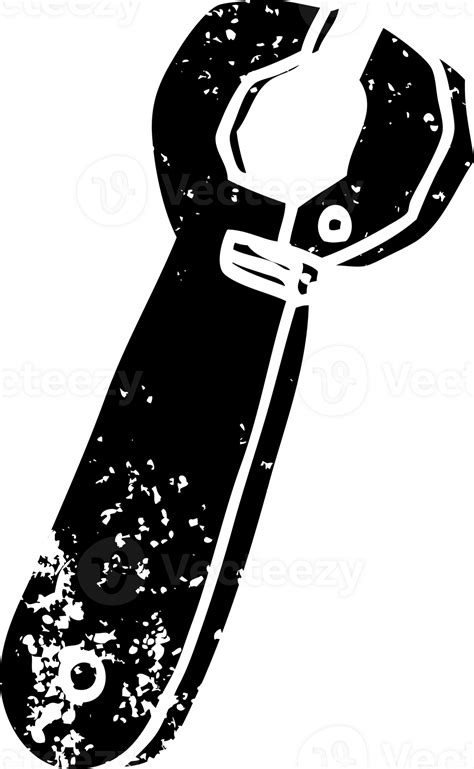 Line Drawing Cartoon Spanner Tool Distressed Icon 45444606 Png