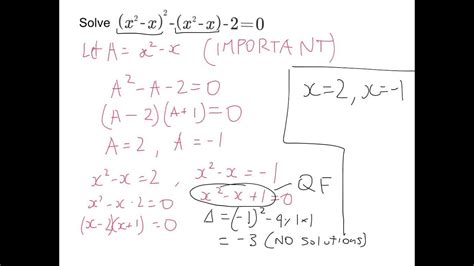 Reducing To A Quadratic Using Substitution Youtube