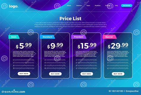Ui User Interface Price List 02 Stock Vector Illustration Of Element Design 183142180