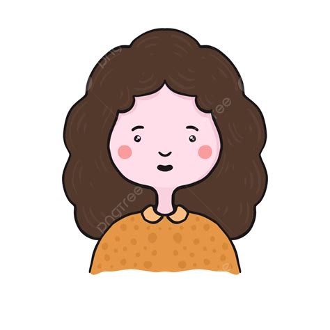 손 그리기 귀여운 긴 곱슬 머리 소녀 캐릭터 아바타 만화 캐릭터 여자 Png 일러스트 및 Psd 이미지 무료 다운로드 Pngtree