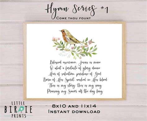 Blessed Assurance Printable Wall Art Hymn Christian Quote Etsy