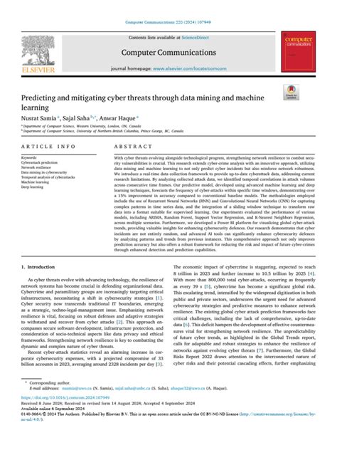 Predicting And Mitigating Cyber Threats Through Data Mi 2024