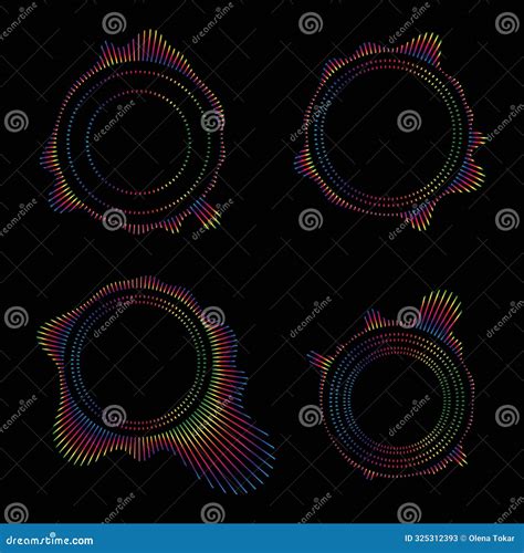 Music Equalizers And Sound Waves Vector Set Of Radial Curves Spectrum Of Radio Wave