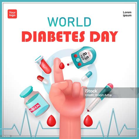 당뇨병의 날 혈당 측정기 인슐린 주사기 및 의약품 건강 및 교육에 적합한 3d 벡터 3차원 형태에 대한 스톡 벡터 아트 및 기타 이미지 3차원 형태 간호사 걱정하는