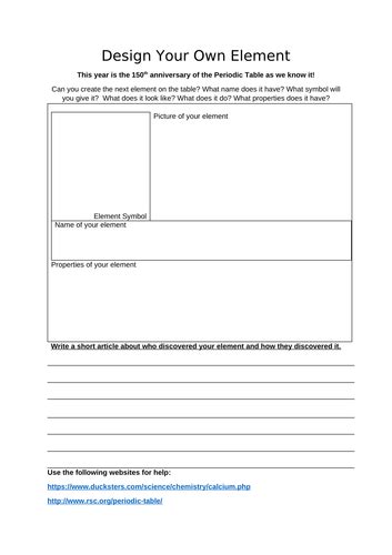 Design Your Own Element Teaching Resources