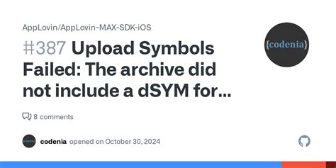 Upload Symbols Failed The Archive Did Not Include A Dsym For The Applovinsdkframework With The