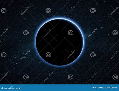 Blue Glow Planet Earth And Eclipse In Deep Starry Space New Horizons