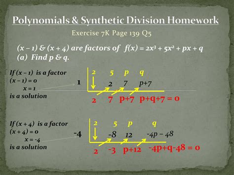 Ppt Polynomials And Synthetic Division Homework Powerpoint Presentation Id 2503860