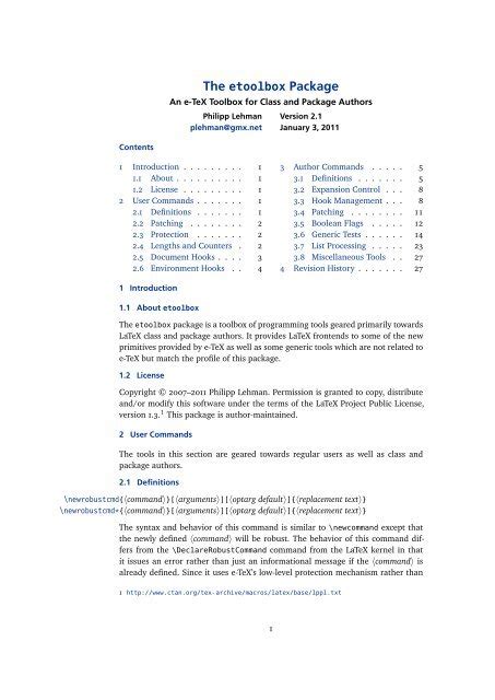 The Etoolbox Package CTAN