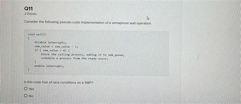 Solved Q11 2 Points Consider The Following Pseudo Code
