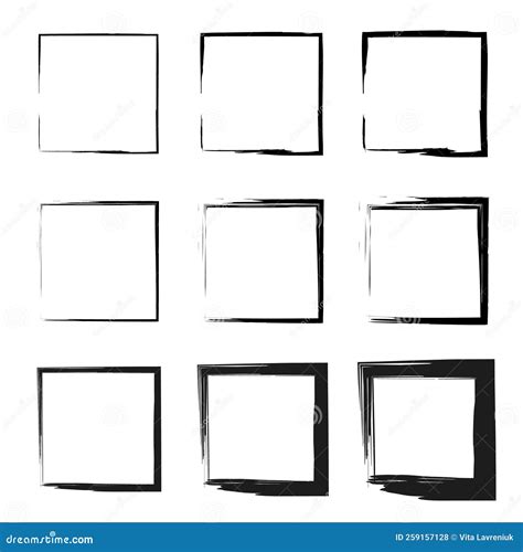 Hand Drawn Frames Black Square Shape Borders Rectangular Shapes Stock Vector Illustration Of