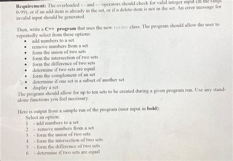 Solved 3 Write A Class Intset For Modeling Sets Of Integers