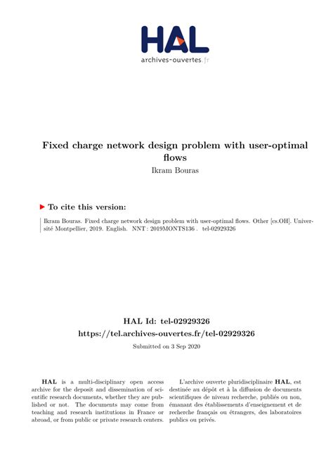Pdf Fixed Charge Network Design Problem With User Optimal Flows