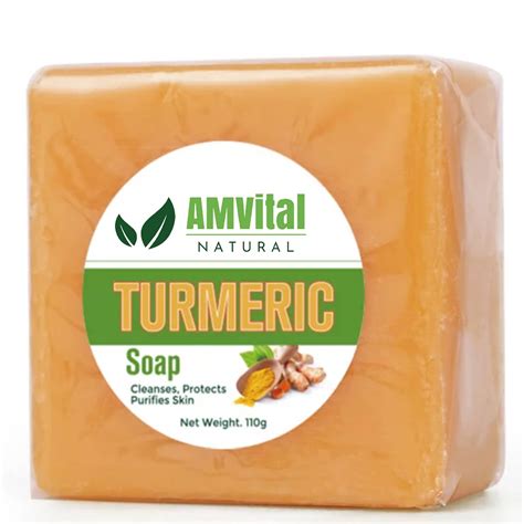Amvital Organic Turmeric Soap Bar Removing Acne Dark Spots For Smooth