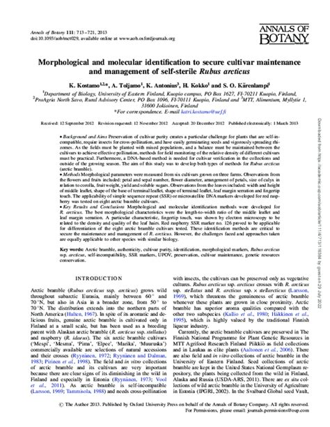 Pdf Morphological And Molecular Identification To Secure Cultivar
