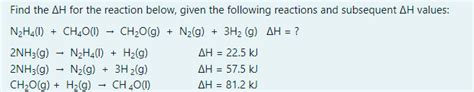 Solved Find the ΔH for the reaction below given the Chegg