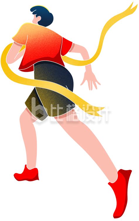 红色运动男生手绘 比格设计