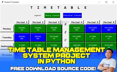Time Table Management System Project In Python With Source Code