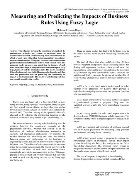 Pdf Measuring And Predicting The Impacts Of Business Rules Using Fuzzy Logic