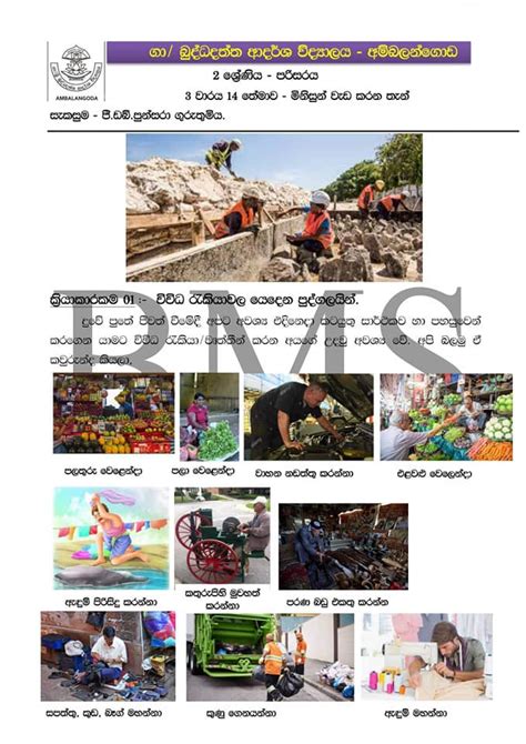 ශිෂයත්ව පන්තිය 2 ශ්‍රේණිය පරිසරය මිනිසුන් වැඩ කරන Facebook