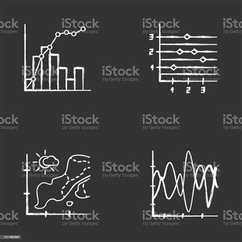 chart and graph chalk icons set temperature map point and figure chart seismic activity mixed