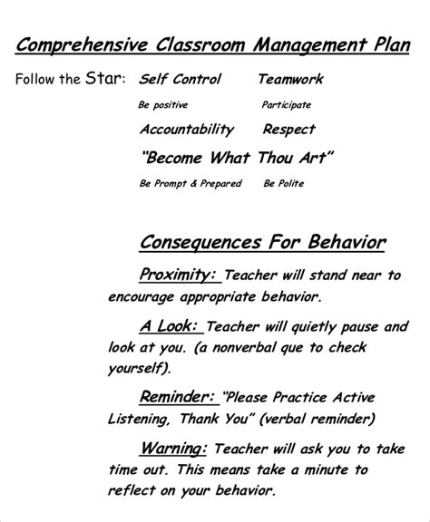 18 Classroom Management Plan Templates Free Pdf Word Format Download