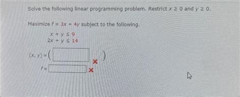Solved Solve The Following Linear Programming Problem