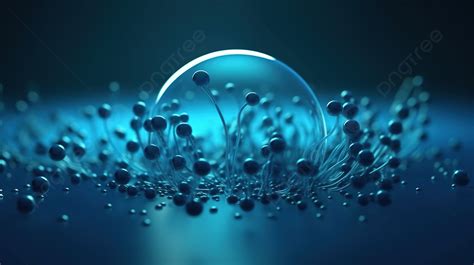 화장품 개념 파란색 배경에 염색체와 액체 거품에 분자 세포의 3d 렌더링 분자 분자 생물학 분자 구조 배경 일러스트 및