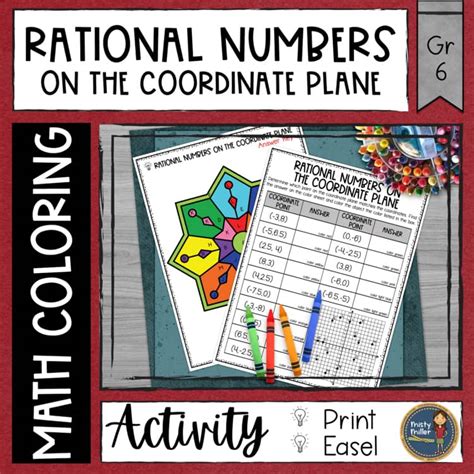 Rational Numbers Coordinate Plane Math Color By Code Worksheet 6th Grade Review