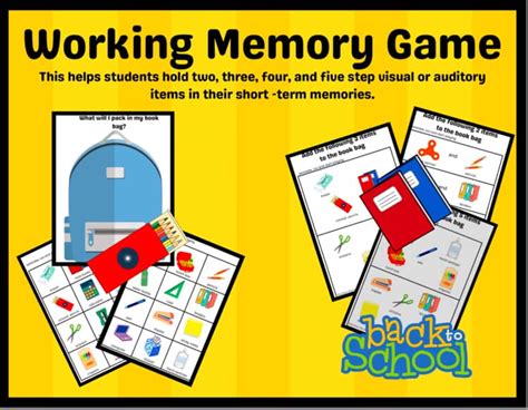Back To School Working Memory Game Auditory And Visual Memory Ot St Sped