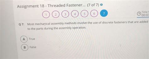 Solved Assignment 18 Threaded Fastener 7 Of 7 Time S