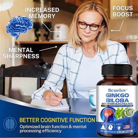 Bcuelov Ginkgo Essential Vitamin Brain Supplement For Memory And Focus Nootropic Brain Support
