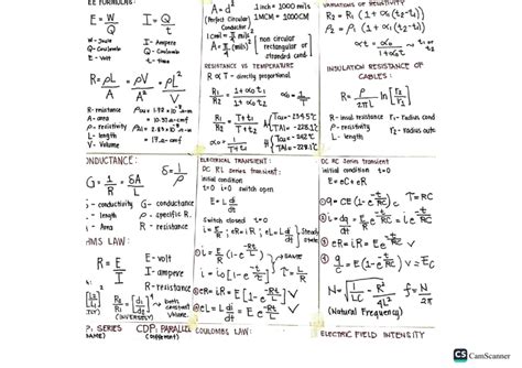 Electrical Engineering Formulas Cheat Sheet
