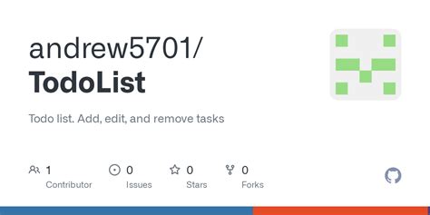 GitHub Andrew TodoList Todo List Add Edit And Remove Tasks